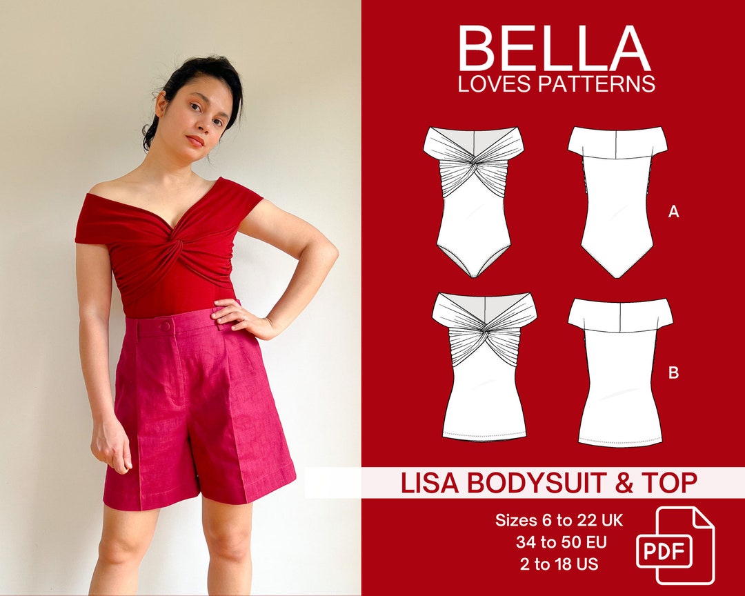 LISA BODYSUIT & Top - Pdf Sewing Pattern - Sizes 6 -22 UK Multi Size Pattern - English Only - Etsy