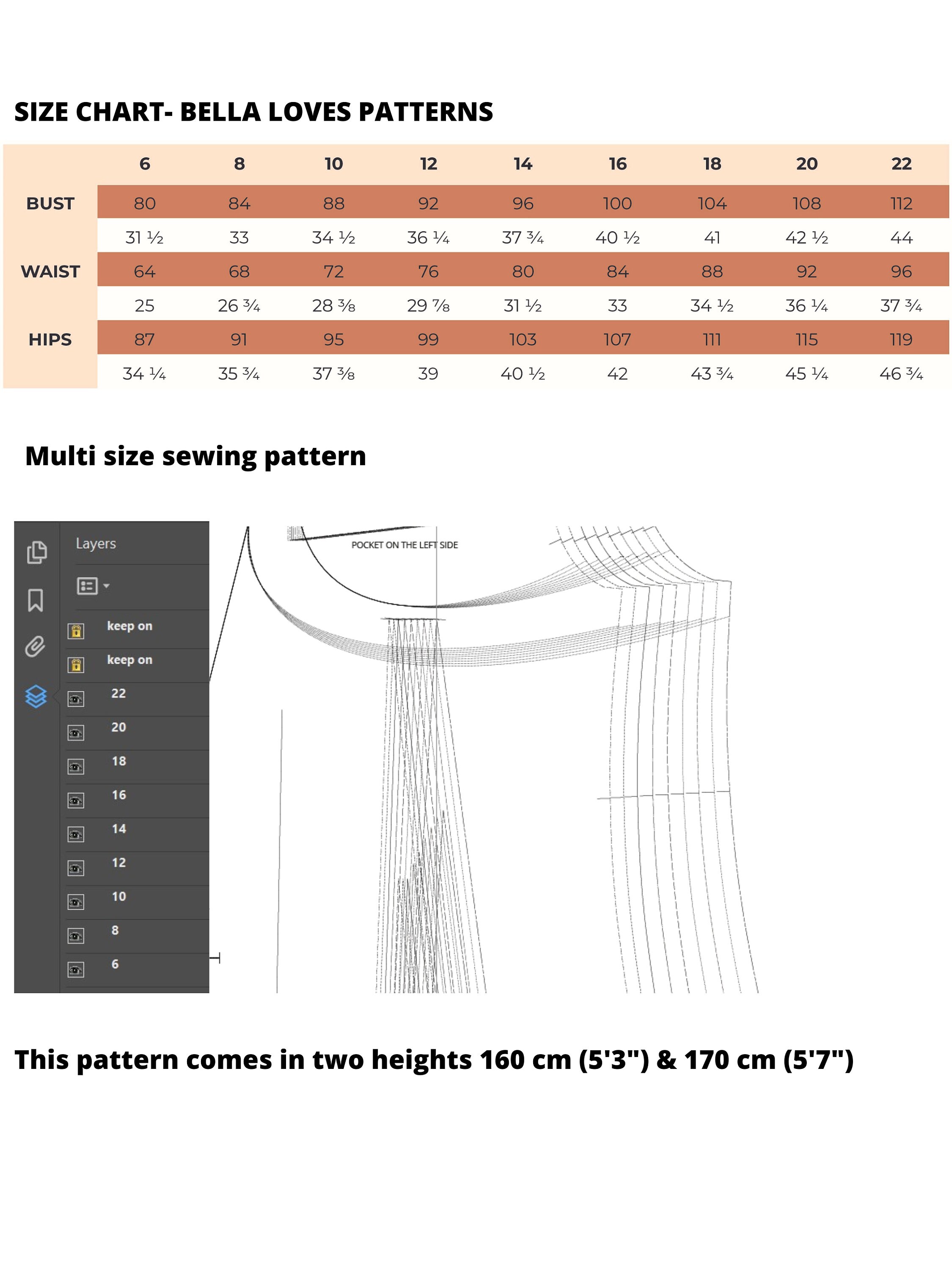 LINDA DRESS Pdf Sewing Pattern Sizes 6 22 UK Multi Size Pattern English ...