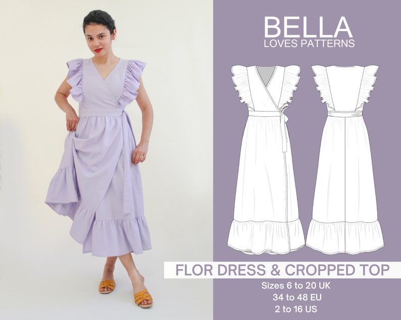 FLOR DRESS & Top Pdf Sewing Pattern Sizes 6 20 UK Multi - Etsy