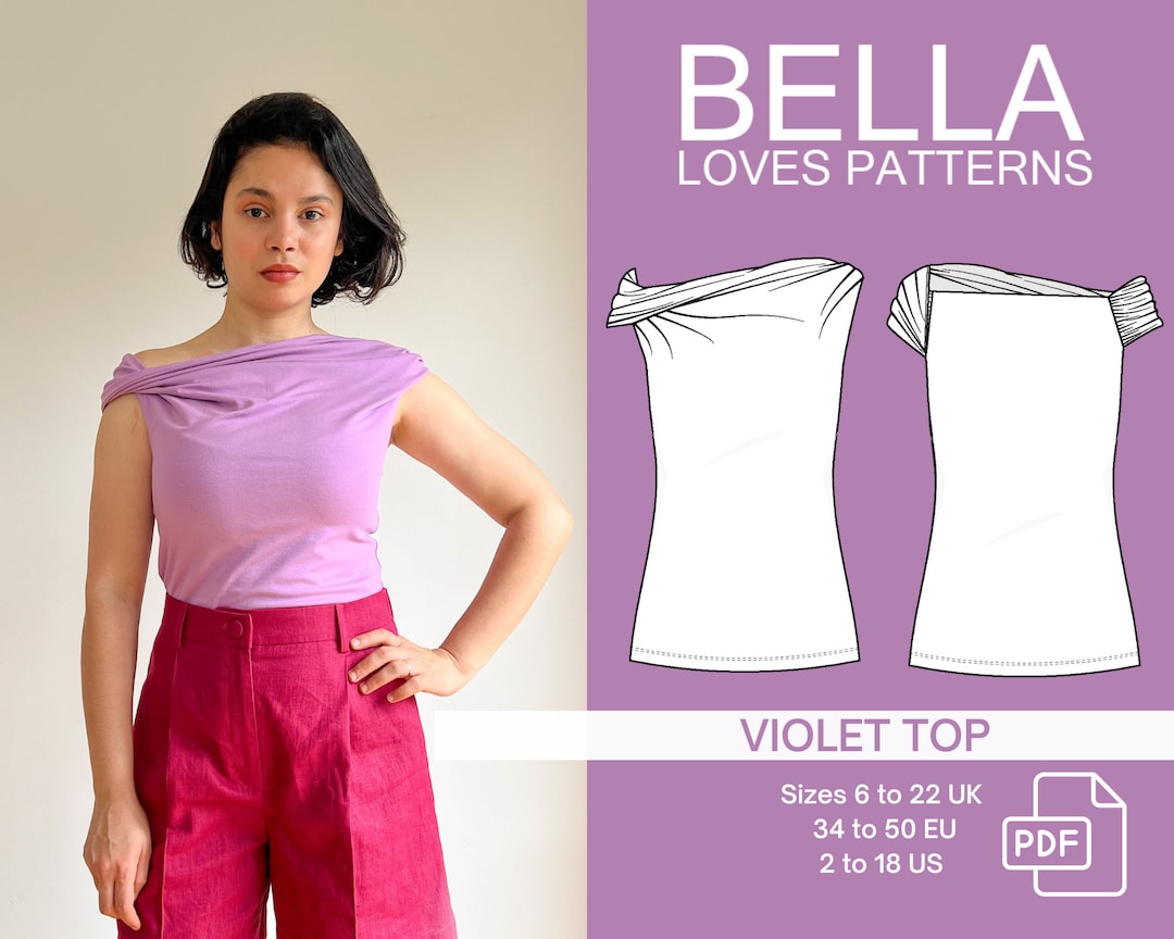 VIOLET TOP - Pdf Sewing Pattern - Sizes 6 -22 UK Multi Size Pattern ...