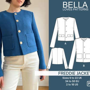 FREDDIE JACKET - Pdf Sewing Pattern - Tweed Jacket - Sizes 6 -22 UK ...