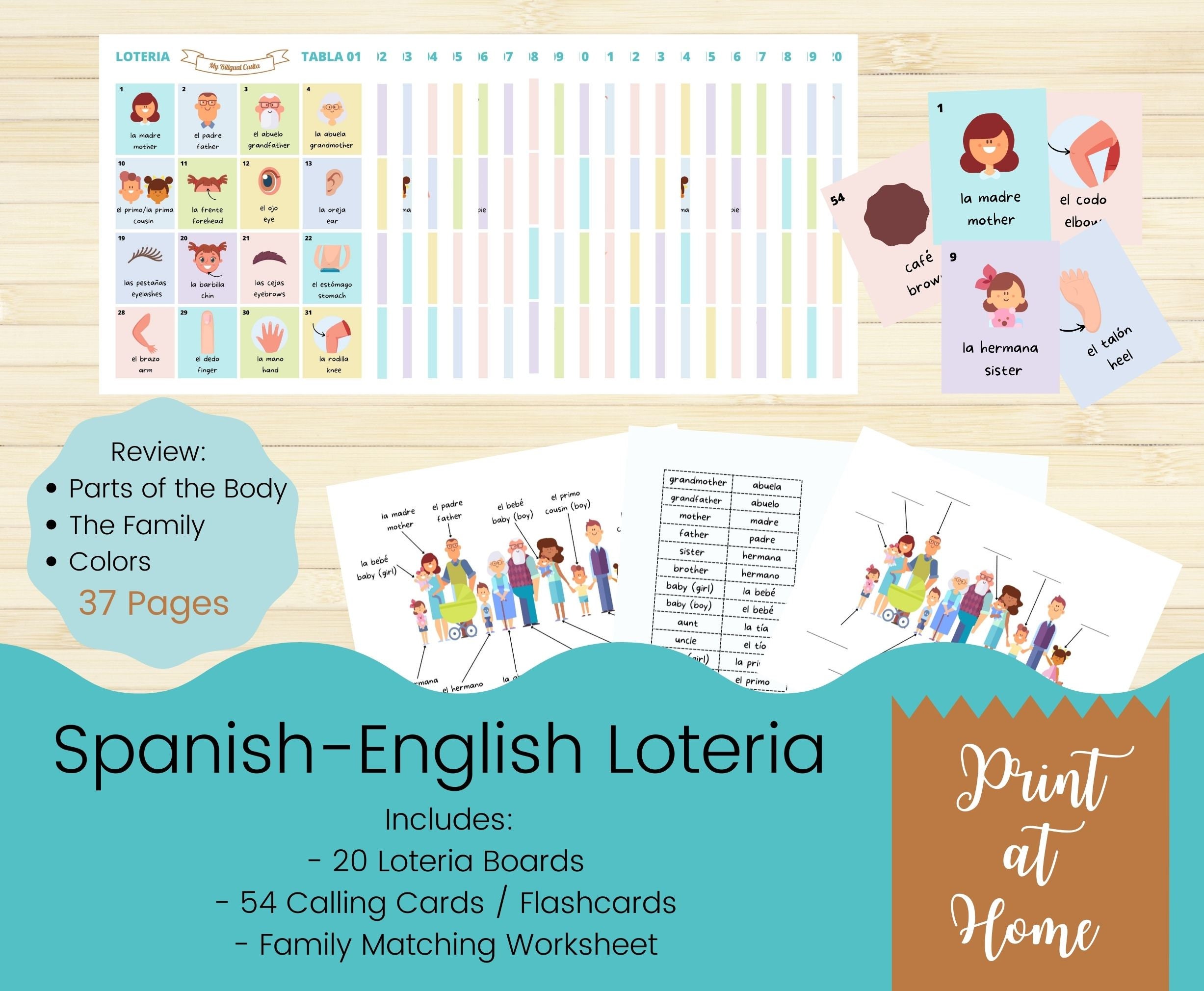 Spanish-english Loteria, Mexican Bingo, 20 Boards, Review - the Parts ...