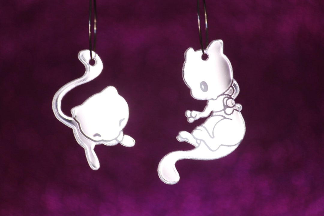 Pokemon Mew Mewtwo Anime Acrylic Earrings Anime Animal - Etsy