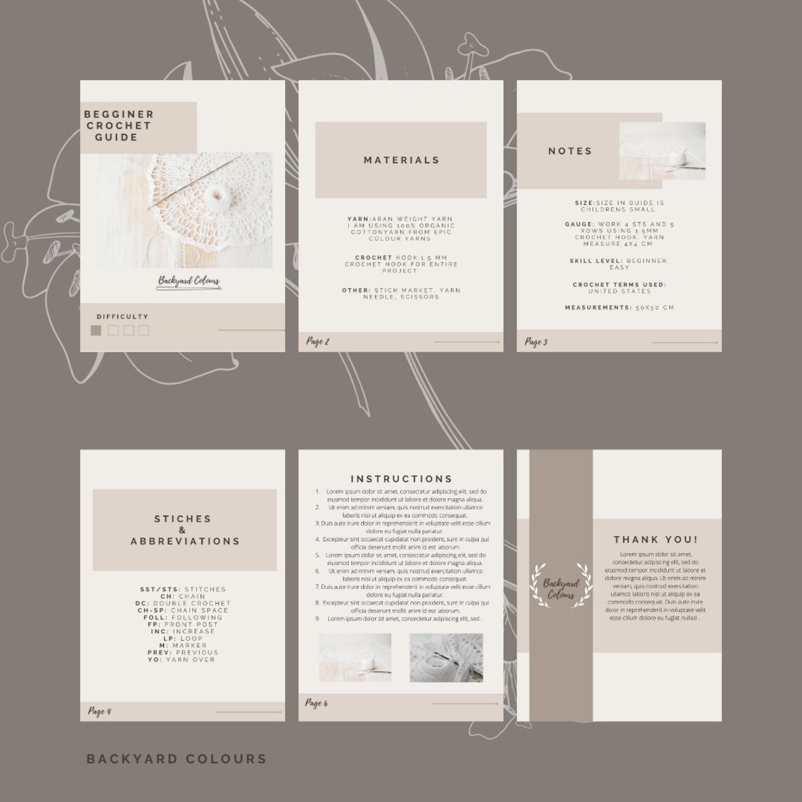 Neutral Template, Crochet Pattern Template, Knit Pattern Template ...