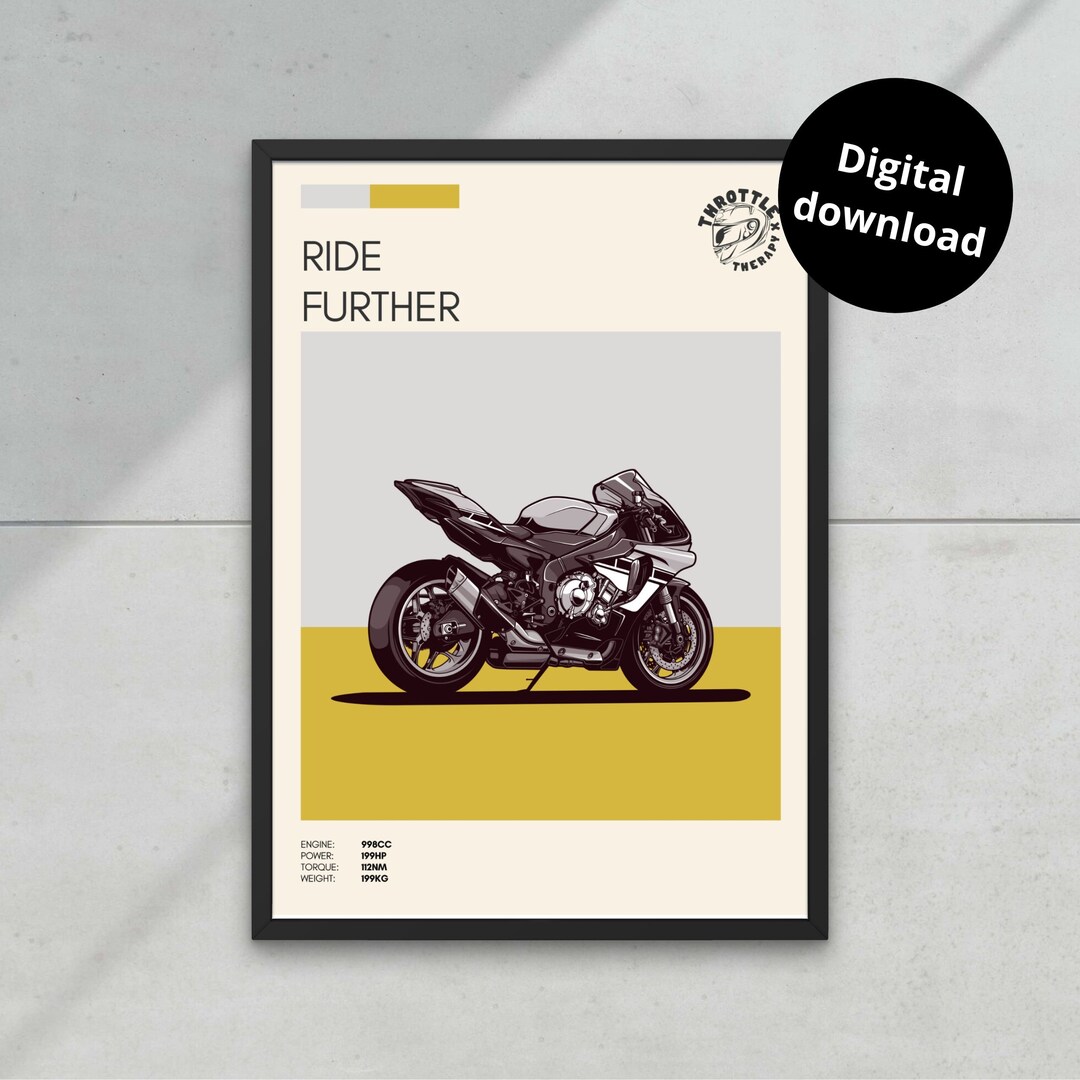 Yamaha R1 Illustration Digital Download for Poster Print - Etsy