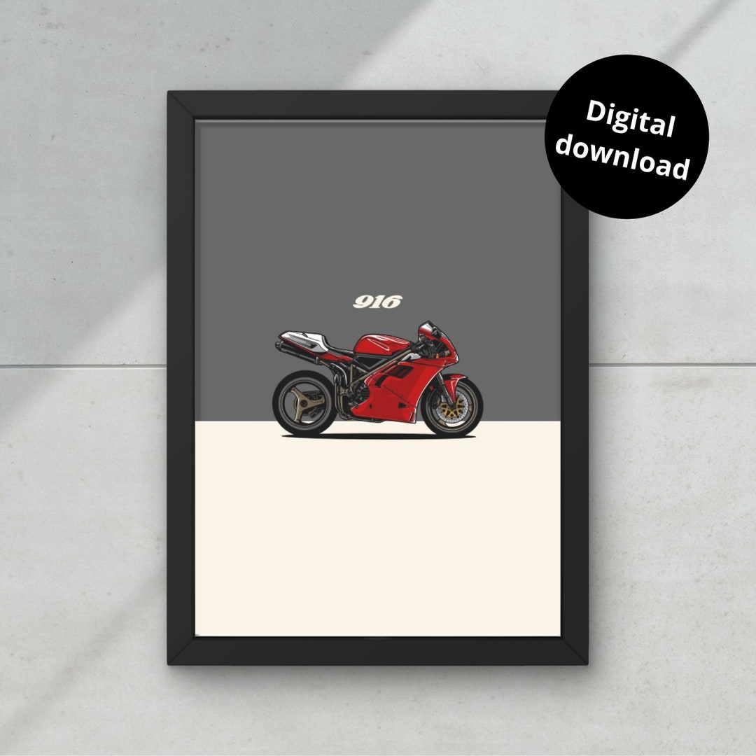 Ducati 916 Illustration Digital Download for Poster Print - Etsy