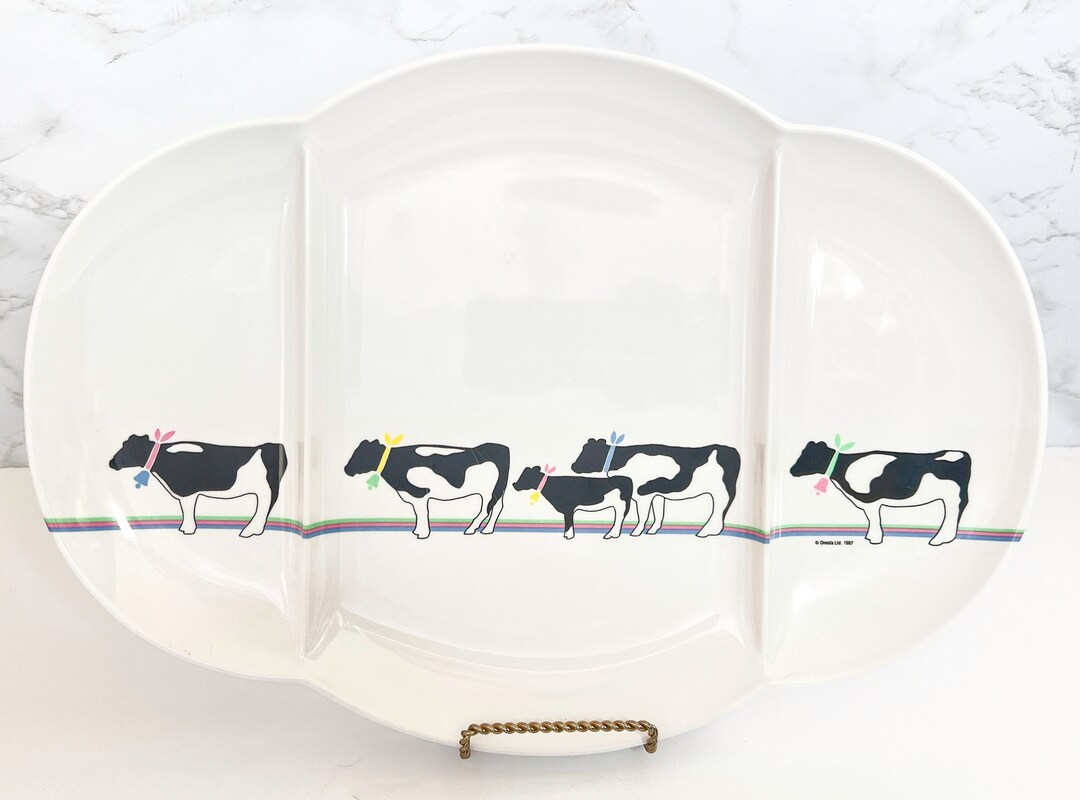 Vintage Oneida Cows With Pastel Bows Divided Melamine Tray | 1980's ...