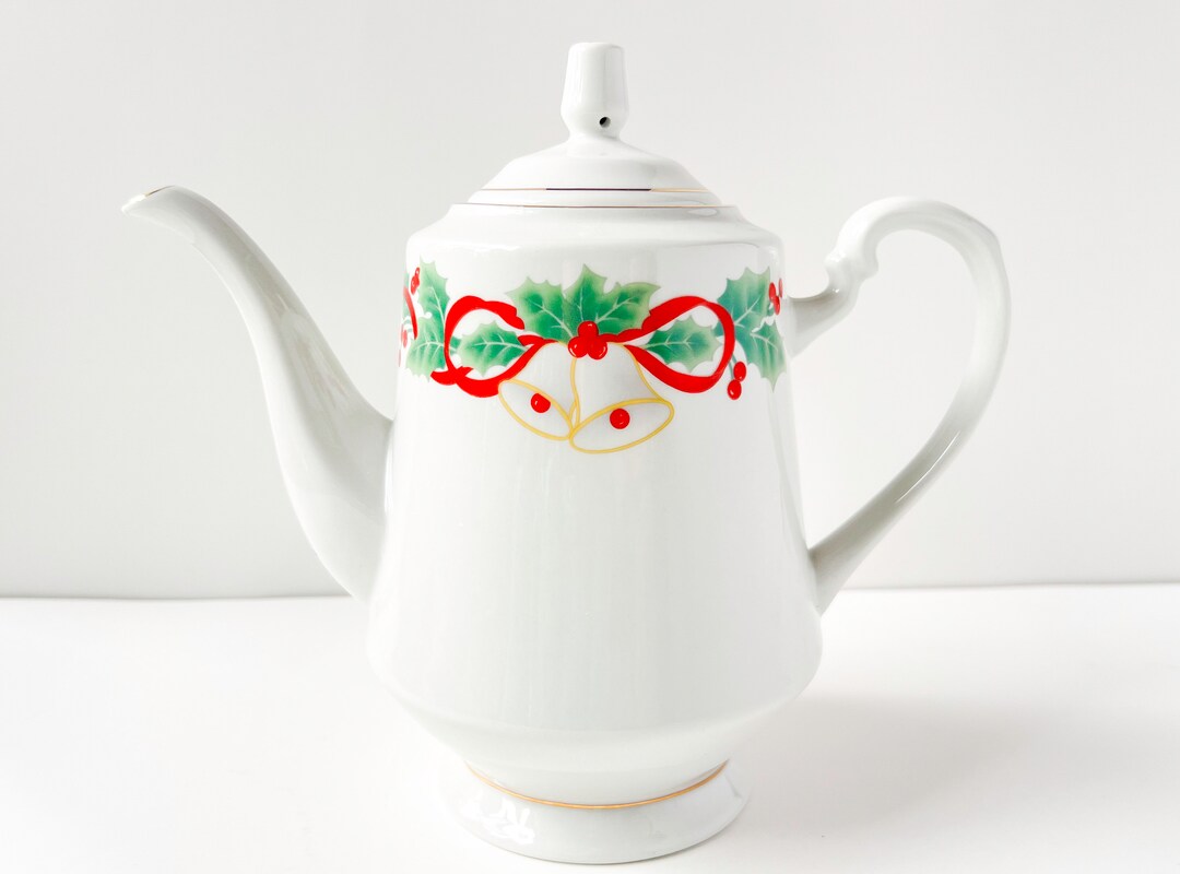 Vintage Sango Noel Porcelain Coffee or Tea Pot | Christmas Holiday ...