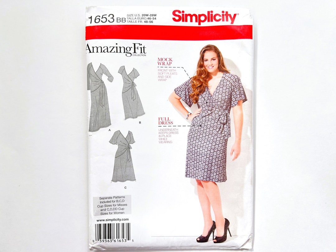 Simplicity 1653 Women's Wrap Dress | Sizes 20, 22, 24, 26, 28 ...