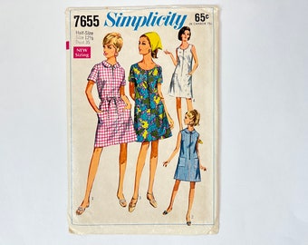 Mod A Line Dress Pattern 1968 Simplicity 7655 Bust 37 UNCUT - Etsy