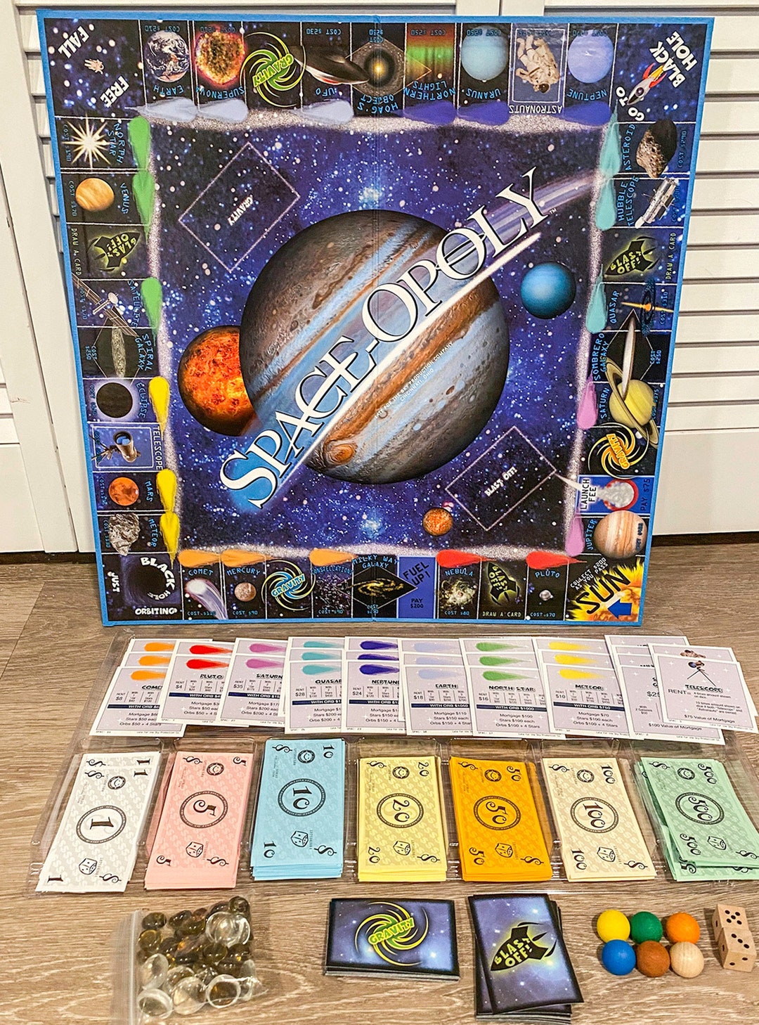 Vintage Space-opoly monopoly Board Game With Original Wood Game Pieces ...