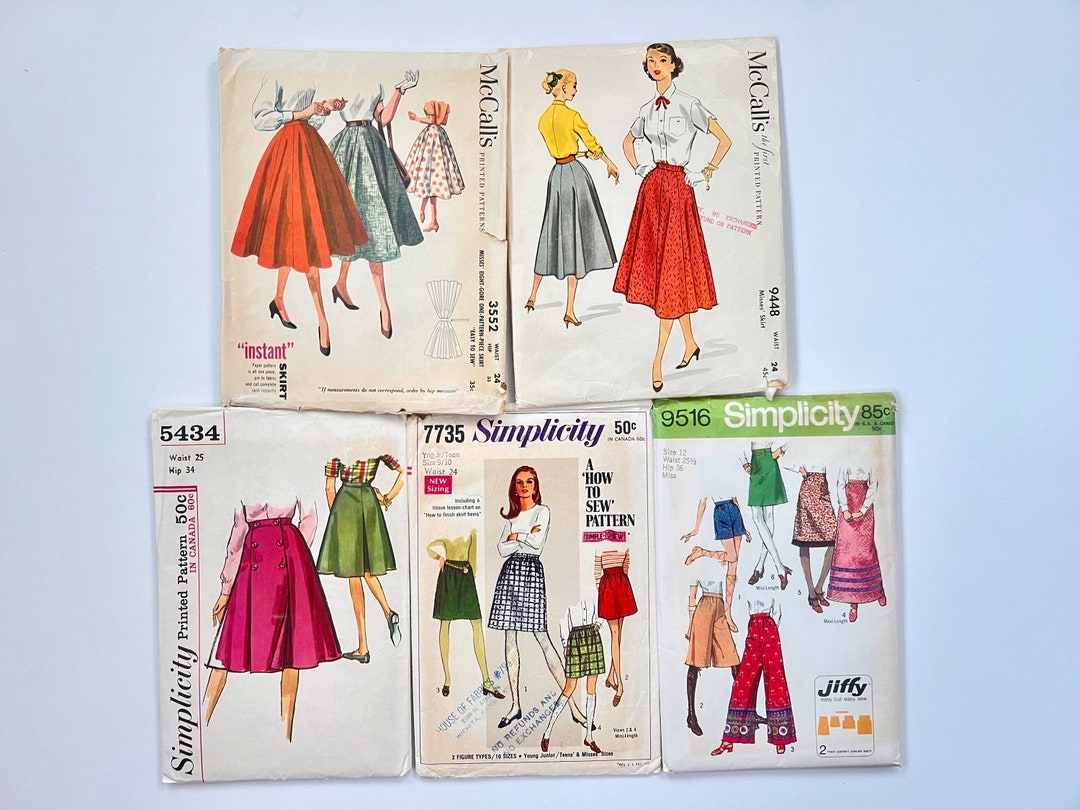 Lot of 5 Vintage Simplicity and Mccall's Women's Skirts | Waist 24 & 25 ...