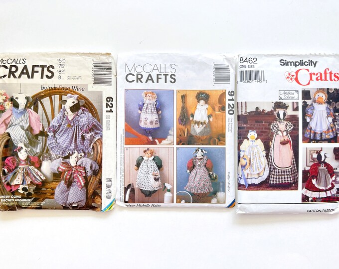 Vintage Country Cow Craft Sewing Patterns, Mccall's 621 & 9120 ...