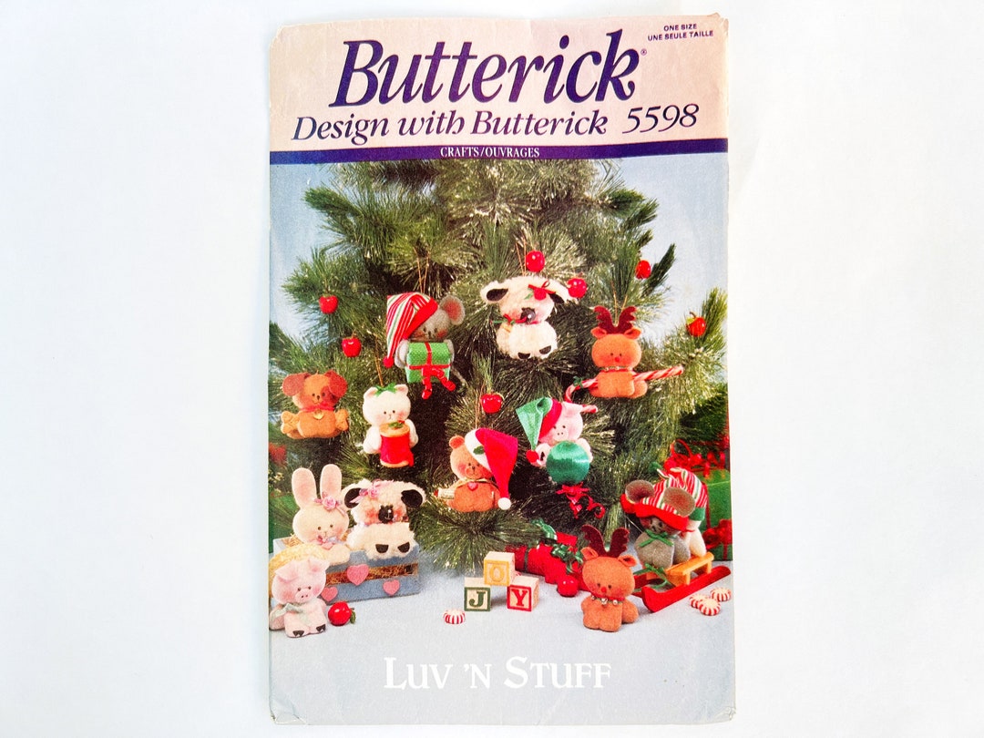 Butterick 5598 Vintage Luv 'N Stuff 8 Animal Ornaments | Cat, Dog ...