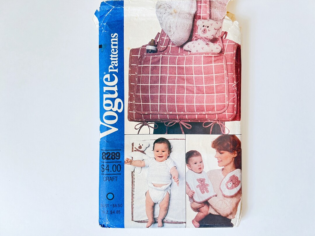 Vogue 8289 Vintage Baby Diaper Bag, Changing Pad, Bib, Burp Cloth ...