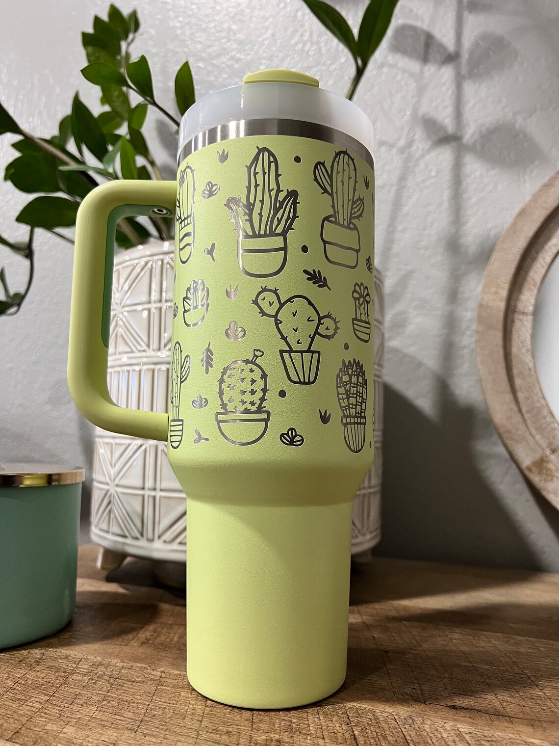 Cacti | Cactus Pots | Tumbler | Laser Engraved | Half Design - Etsy