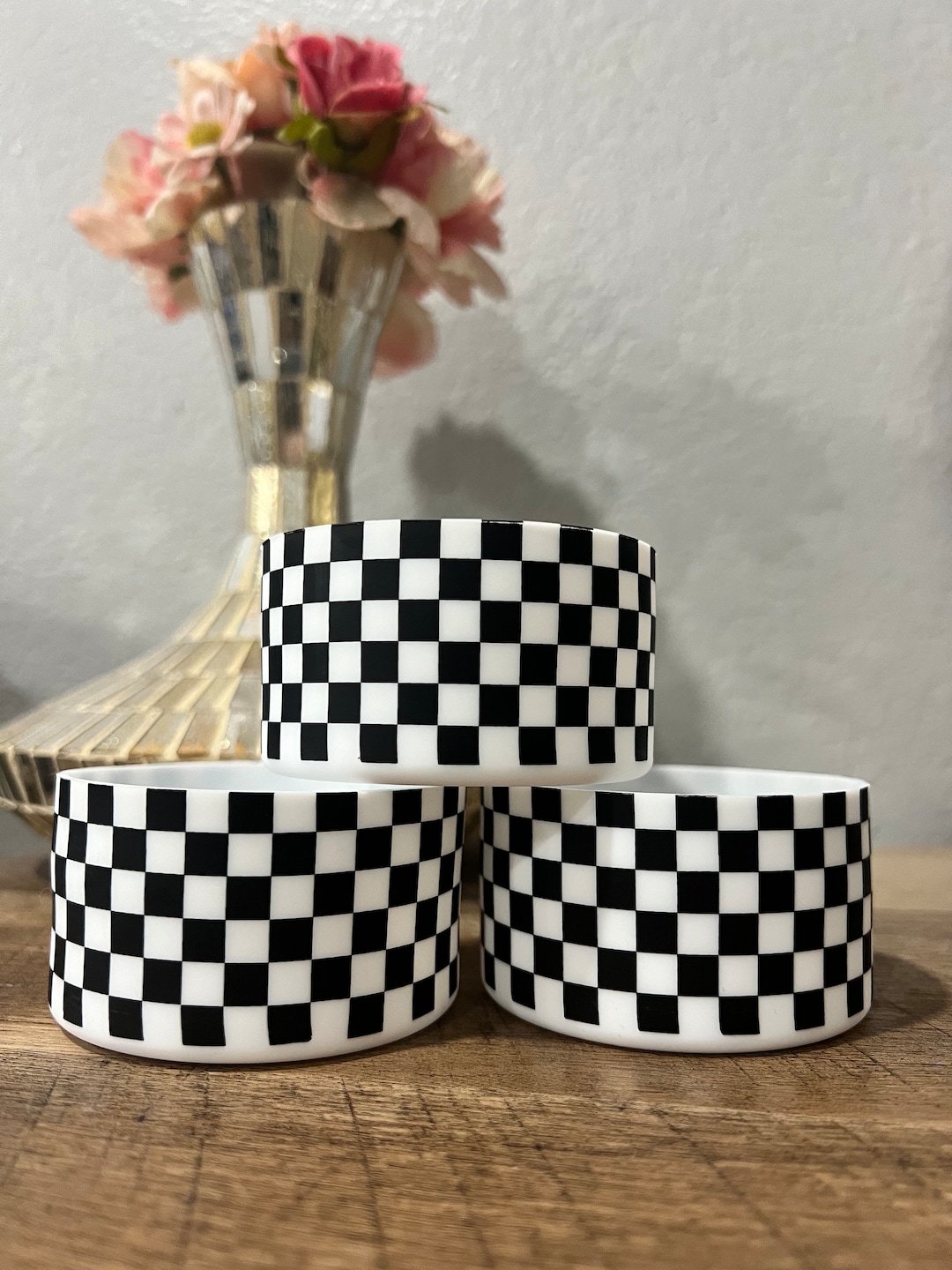 Tumbler Boot Black & White Checkered - Etsy