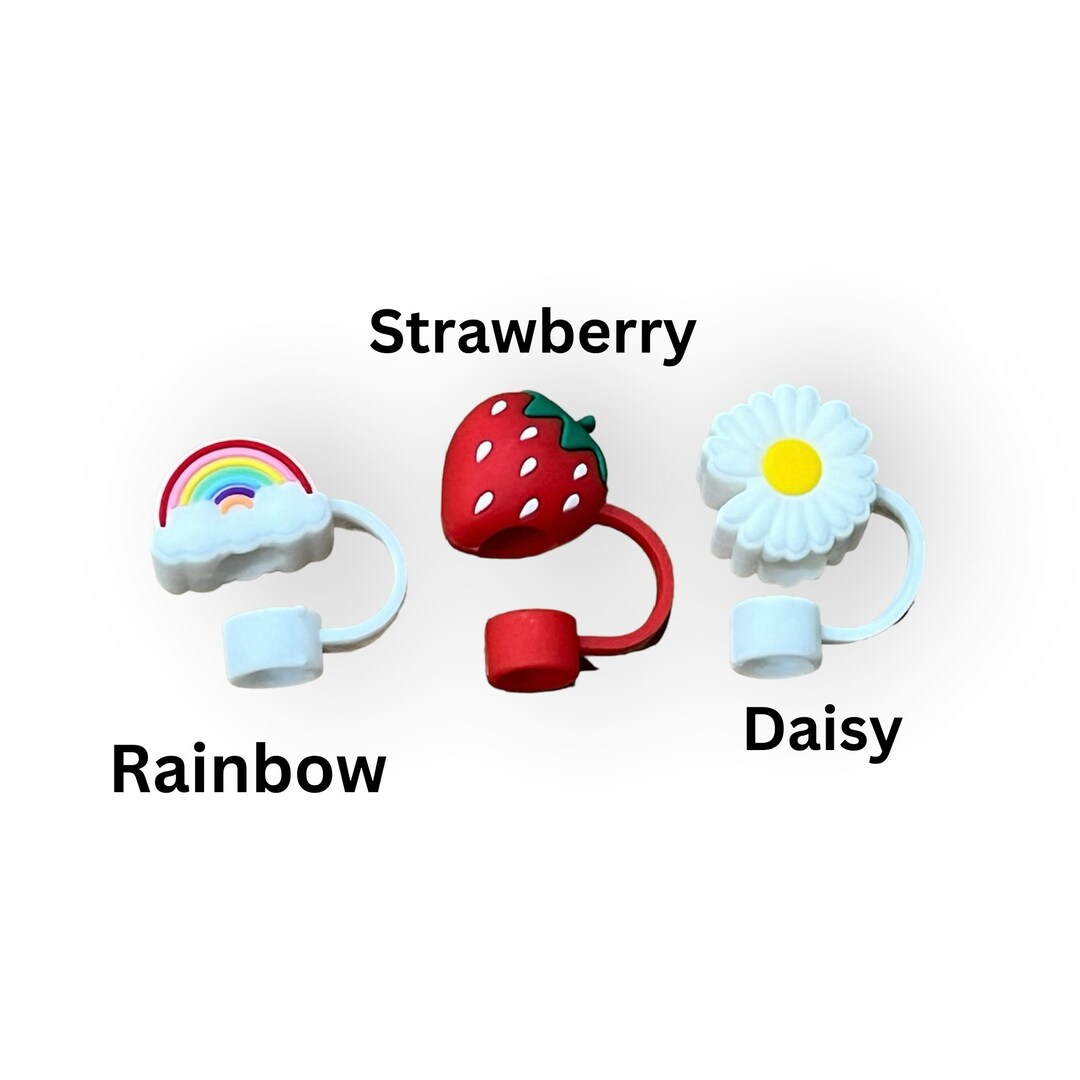 Rainbow Strawberry Daisy Straw Toppers 12mm Read the Description - Etsy