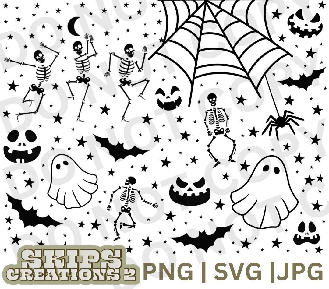 Halloween Doodles | Svg | Png | Jpg | Digital | 40oz Wrap - Etsy