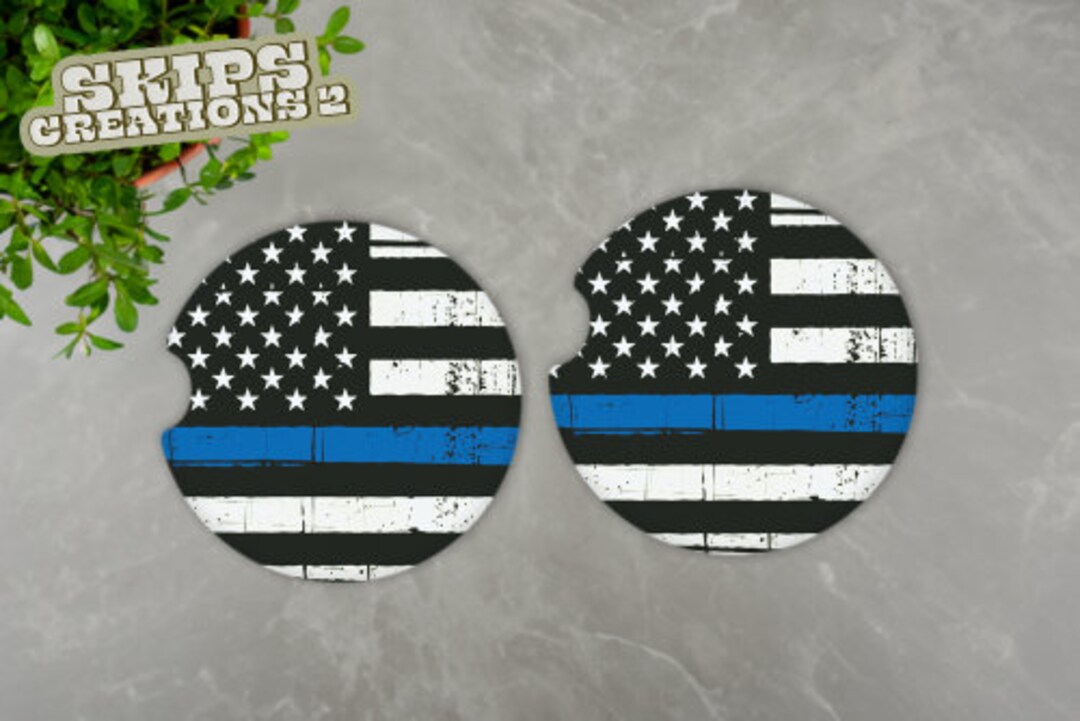 Car Coasters | Thin Blue Line | Pack of 2 - Etsy