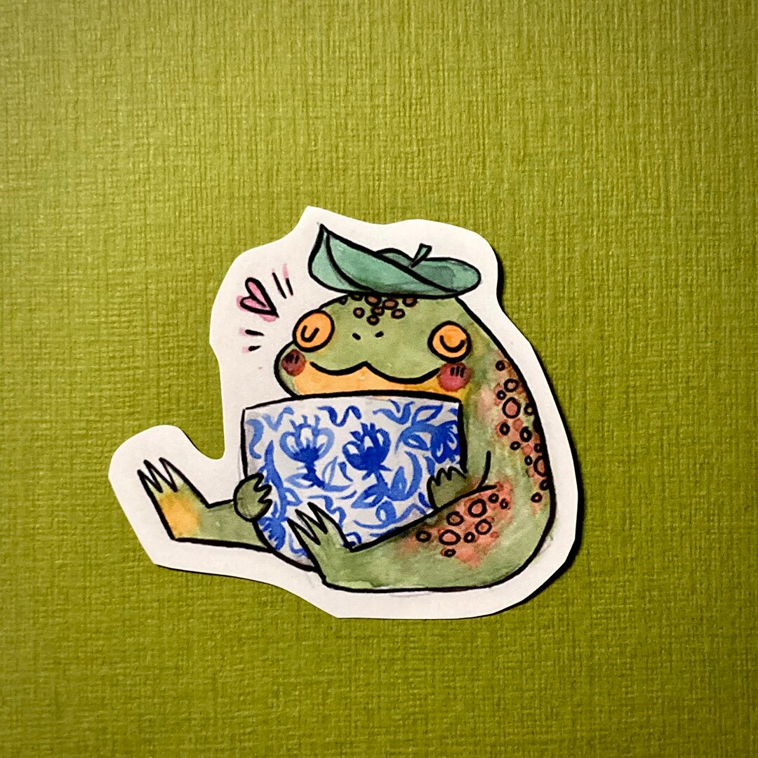 Speckled Frog Teacup Vinyl Sticker - Etsy