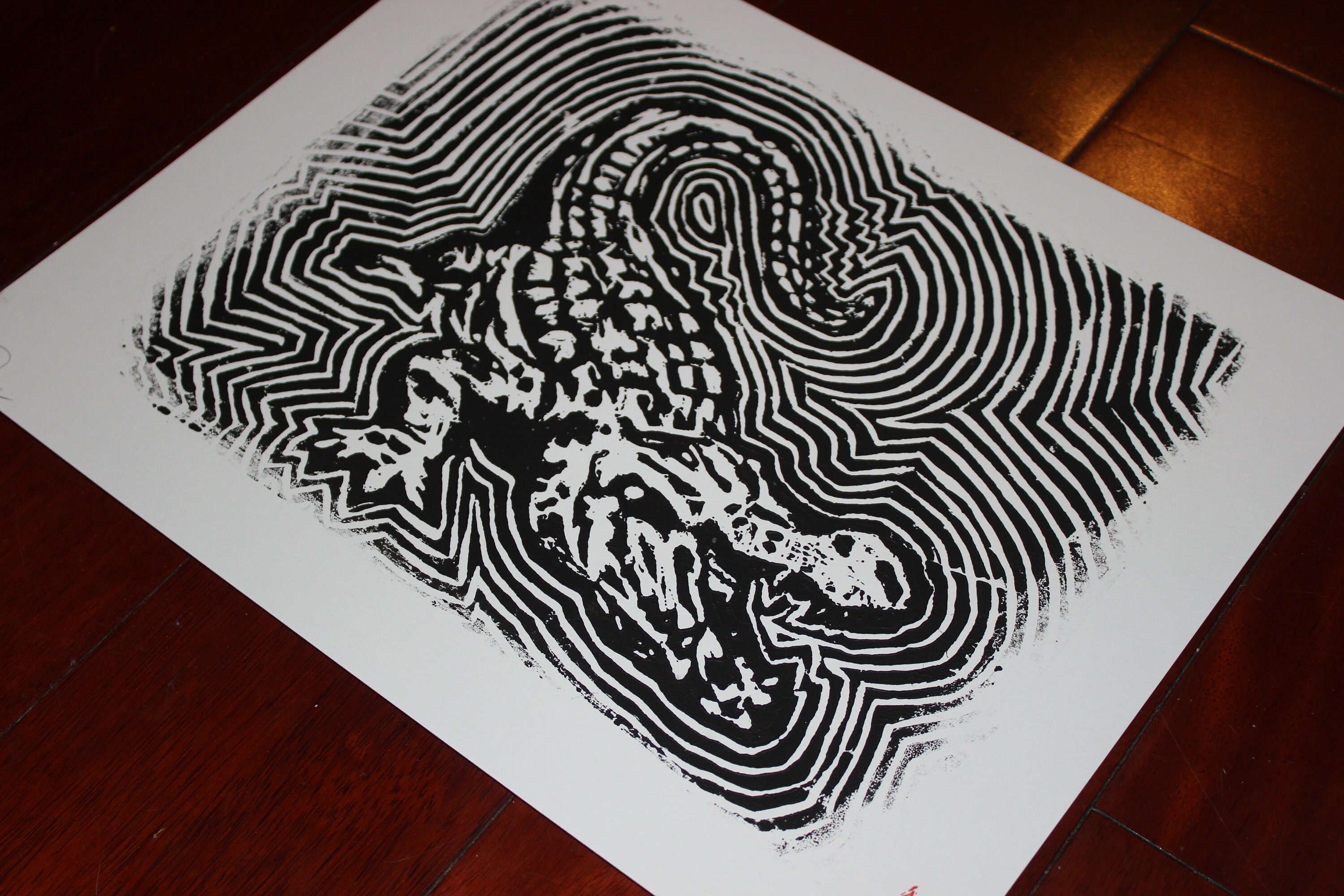 Alligator Wall Art Black and White Linocut Print Gator Nature Wildlife ...