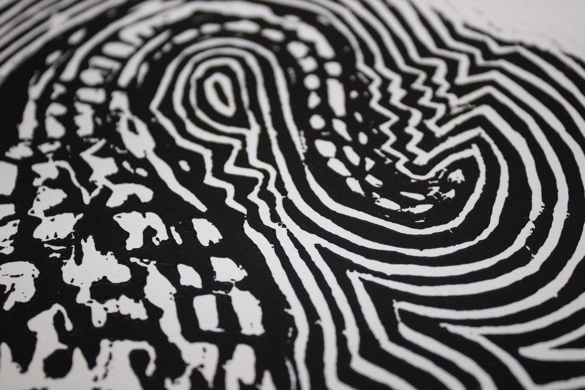 Alligator Wall Art Black and White Linocut Print Gator Nature Wildlife ...
