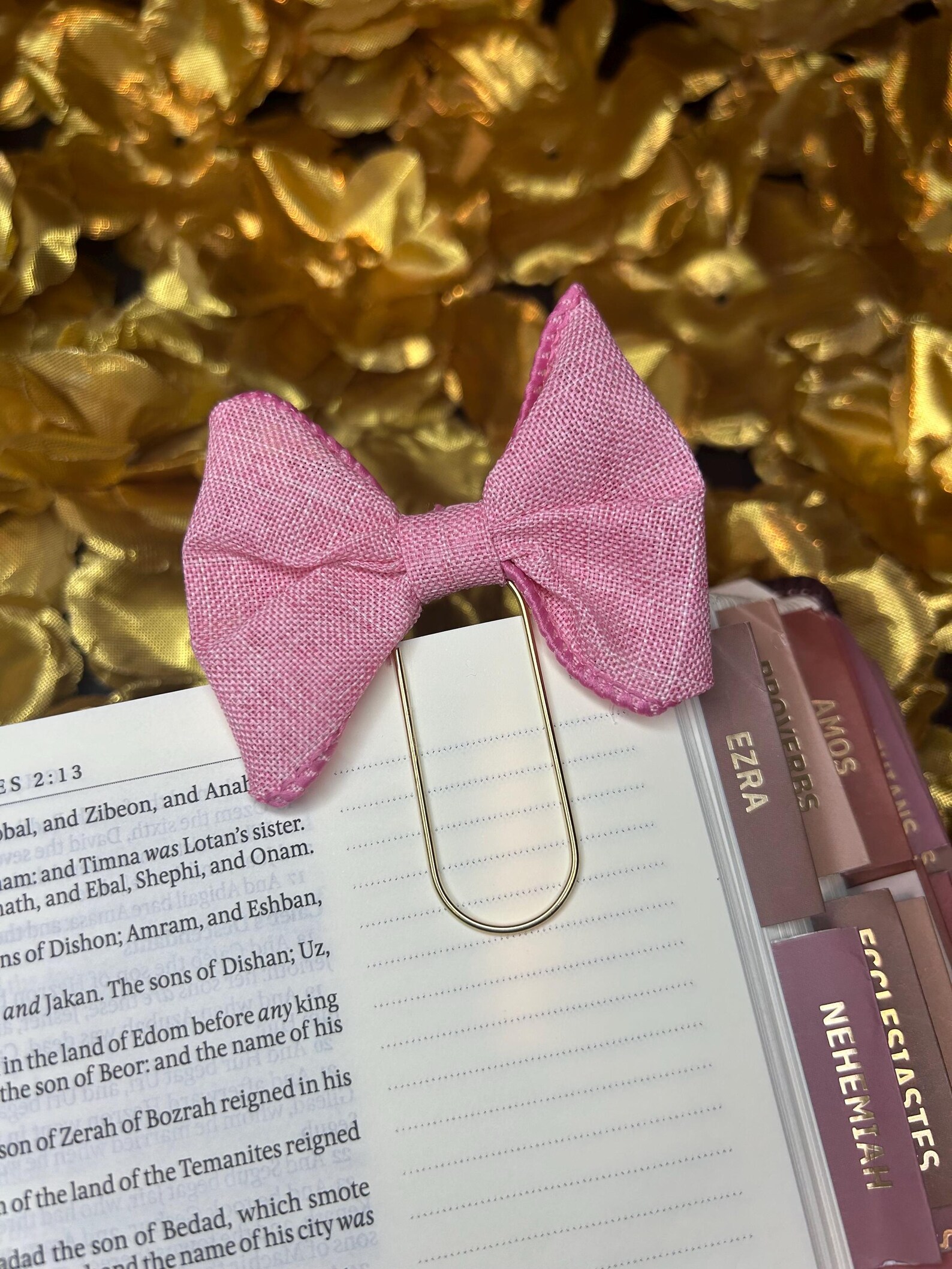 Pink Bow Bible Bookmark Clip: Gold Paperclip - Etsy