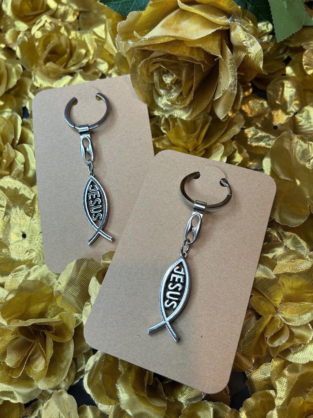 Jesus Fish Keychain: Silver Alloy Christian Keyring - Etsy