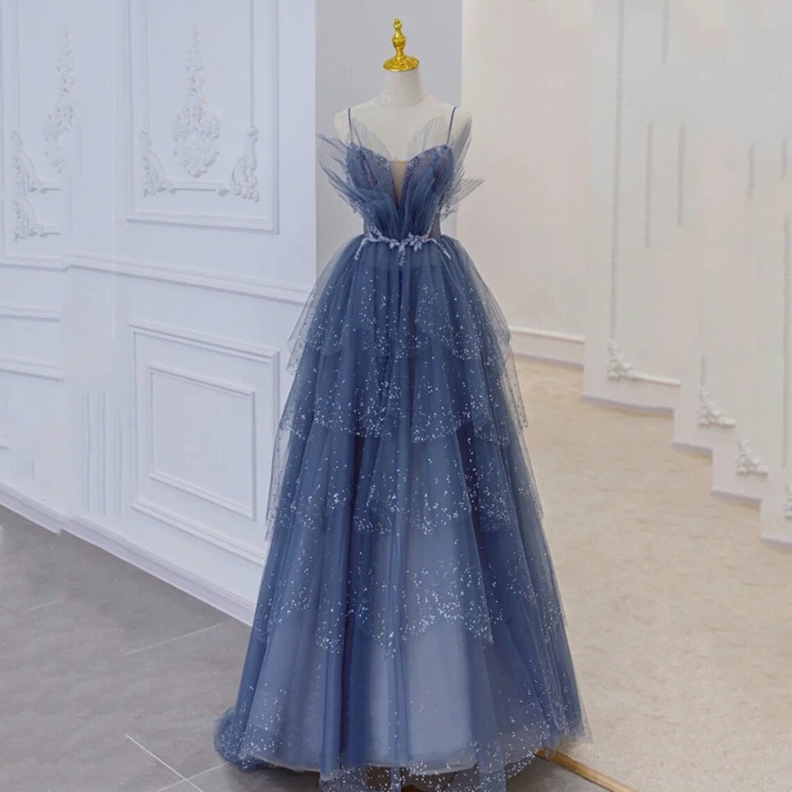 Fairy Blue Gradient Prom Dress Wedding Dress Photography Dress Deep ...