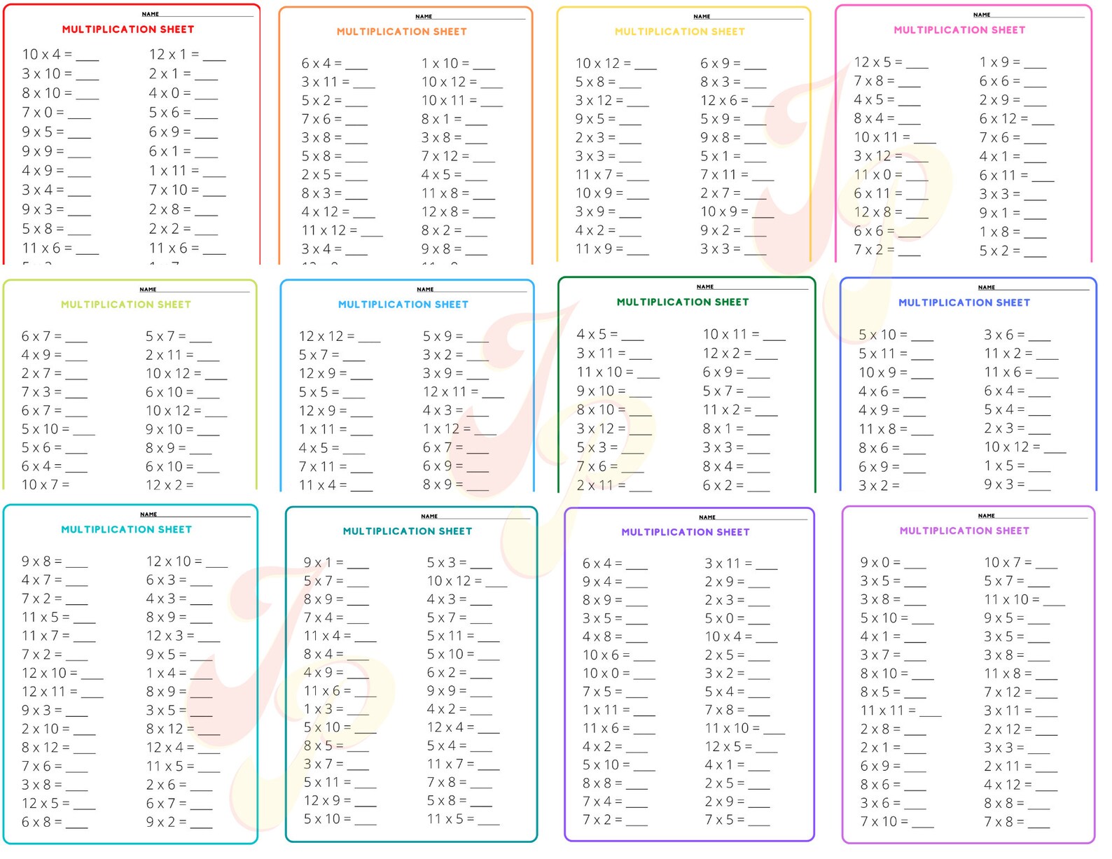 Multiplication Bundle - 108 Printable Pages (updated) - Etsy