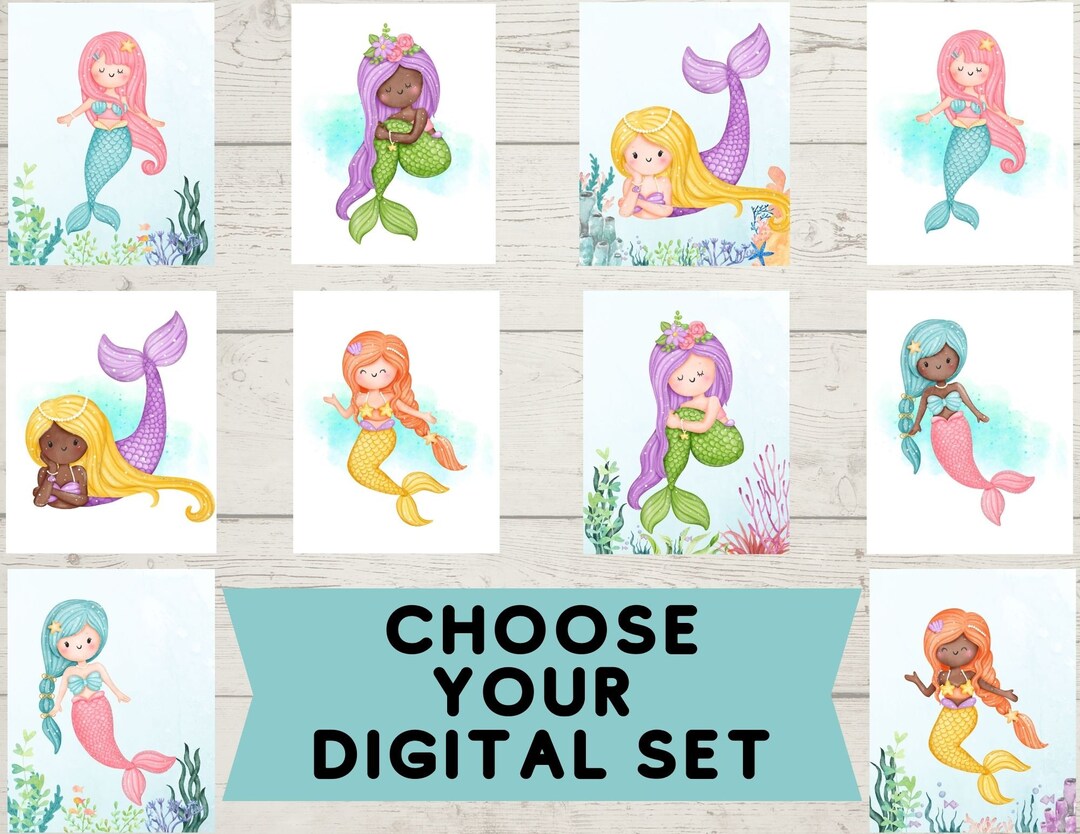 Mermaid Print, Playroom Prints, Kids Room Decor, Mermaid Poster, Cute ...