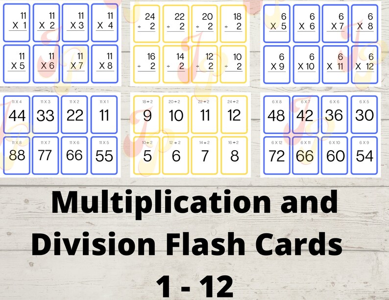 Multiplication and Division Flash Cards 1 - 12 , With Skip Counting ...