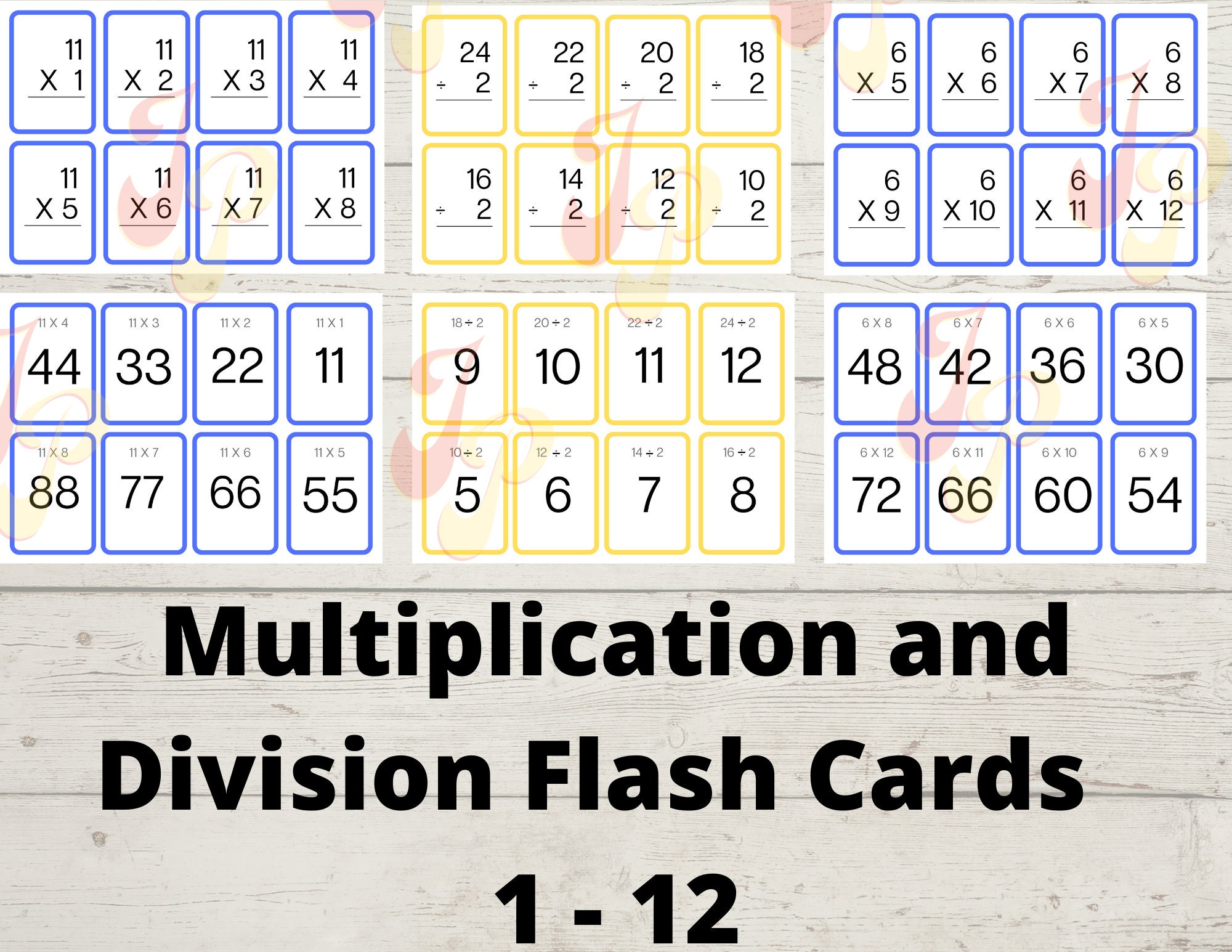 Multiplication and Division Flash Cards 1 - 12 , With Skip Counting ...