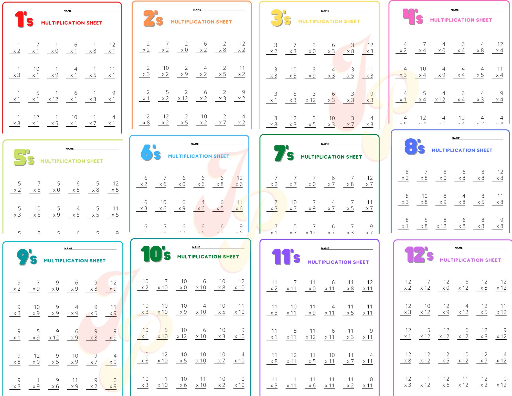 Multiplication Bundle - 108 Printable Pages (updated) - Etsy