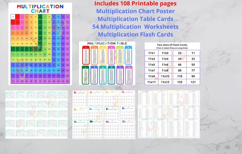 Multiplication Bundle - 108 Printable Pages (updated) - Etsy