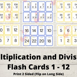 Multiplication and Division Flash Cards 1 - 12 , With Skip Counting ...