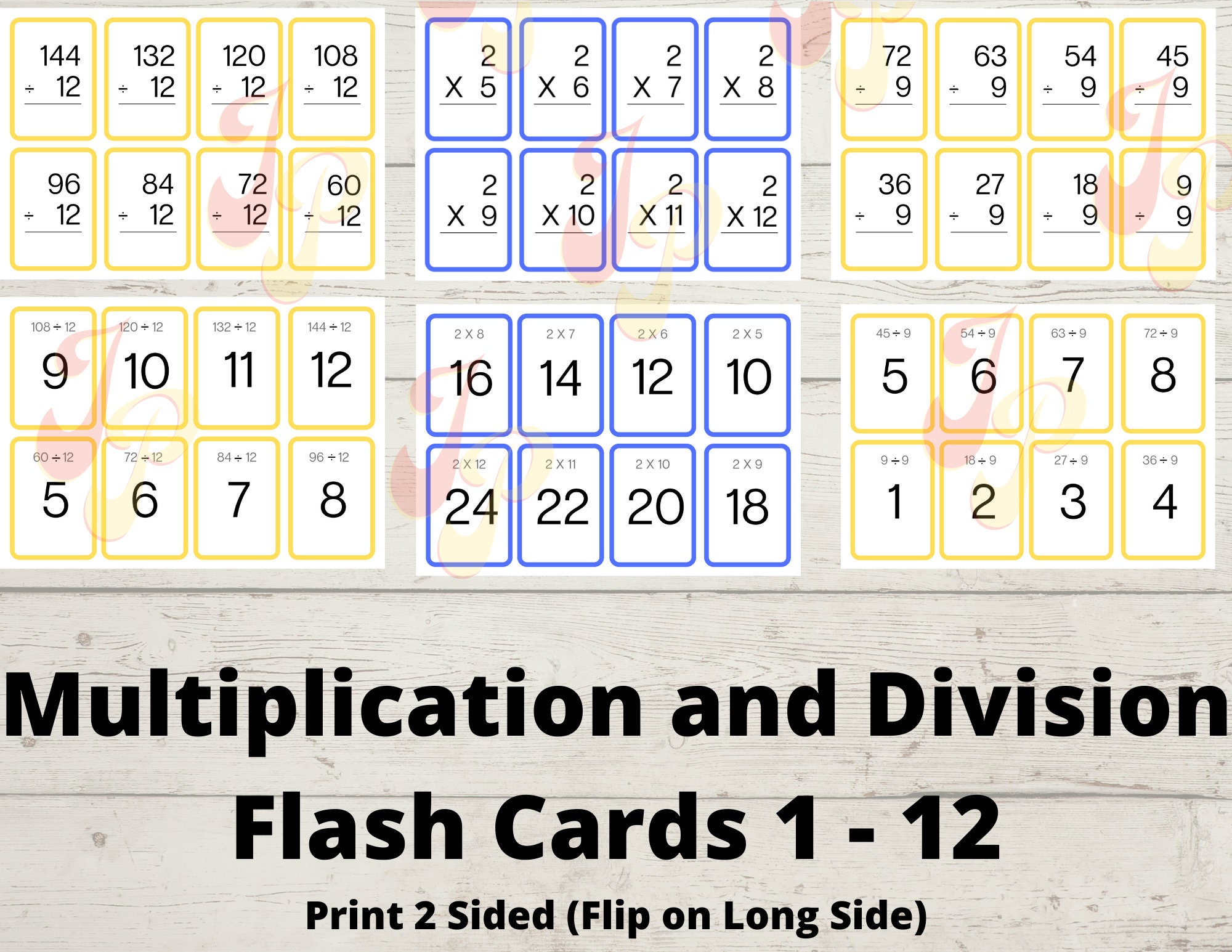 Multiplication and Division Flash Cards 1 - 12 , With Skip Counting ...