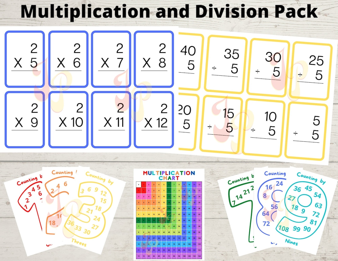 Multiplication and Division Flash Cards 1 - 12 , With Skip Counting ...