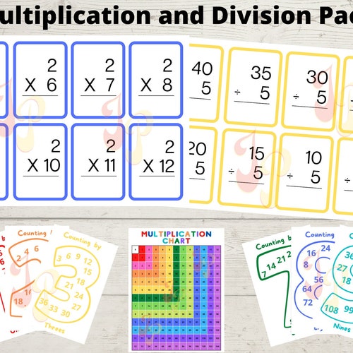 Multiplication and Division Flash Cards 1 12 With Skip - Etsy