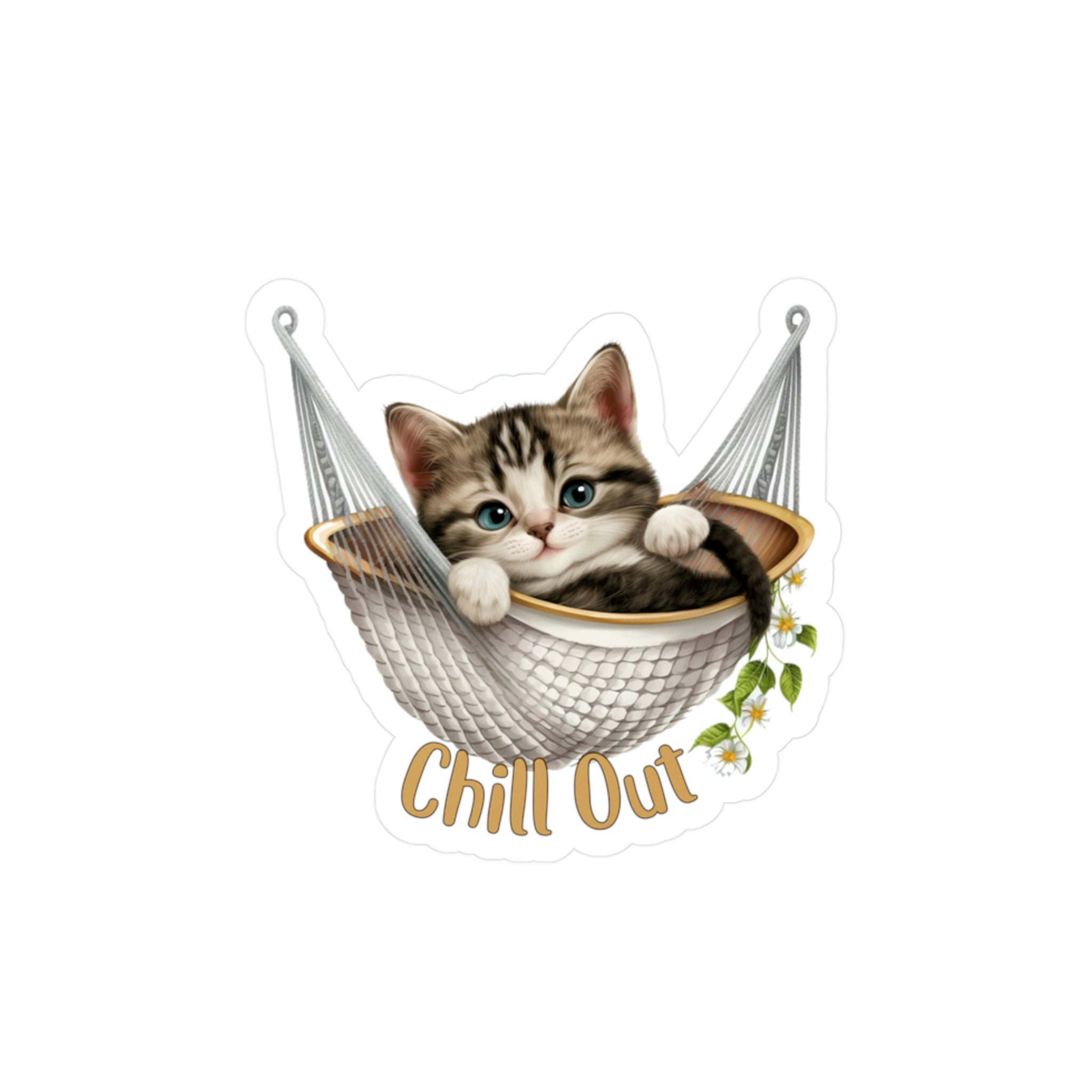 Cute Cat Sticker Chill Out Sticker Cat Vinyl Sticker Cute - Etsy