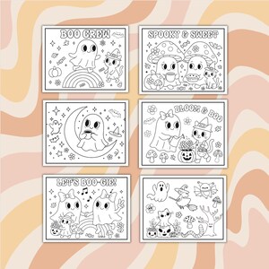 Retro Halloween Coloring Pages, Cute and Groovy Coloring Sheets, PDF ...