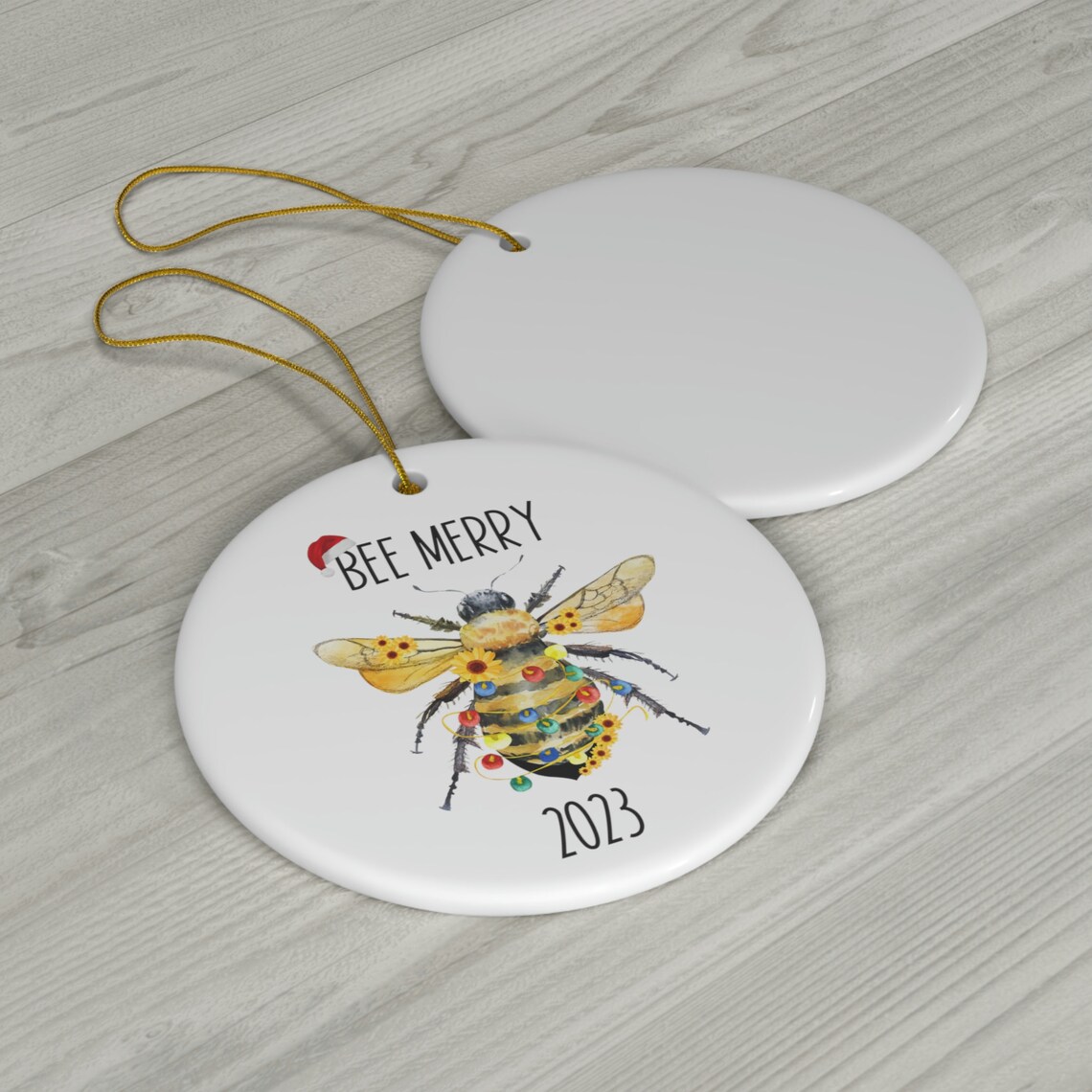 Bee Christmas Ornament, Bee Merry Ornament, Honey Bee Ornament, Bee ...