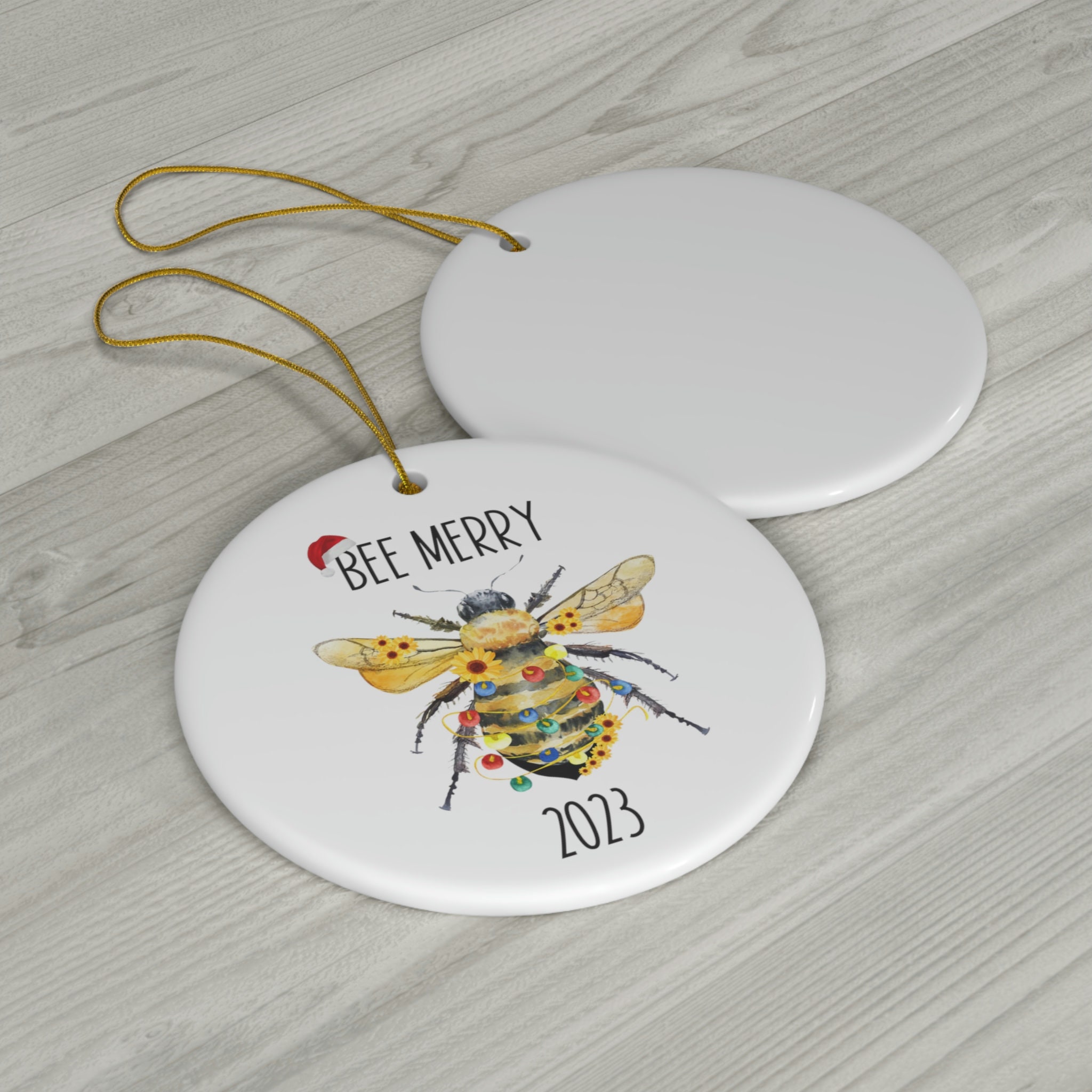 Bee Christmas Ornament, Bee Merry Ornament, Honey Bee Ornament, Bee ...