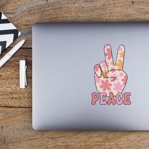 Peace Sign Sticker, Retro Hippie Sticker, Flower Power Sticker, Peace ...