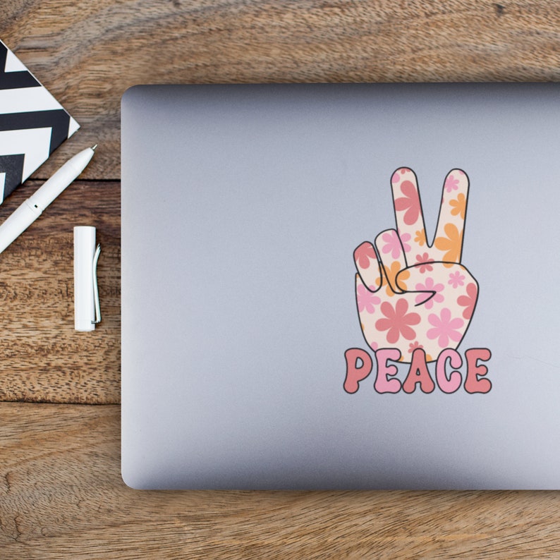 Peace Sign Sticker, Retro Hippie Sticker, Flower Power Sticker, Peace ...