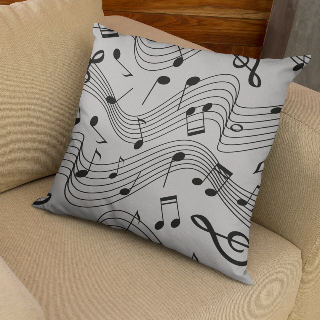 Music Notes Throw Pillow Cover, Music Room Decor, Accent Pillows, Music ...