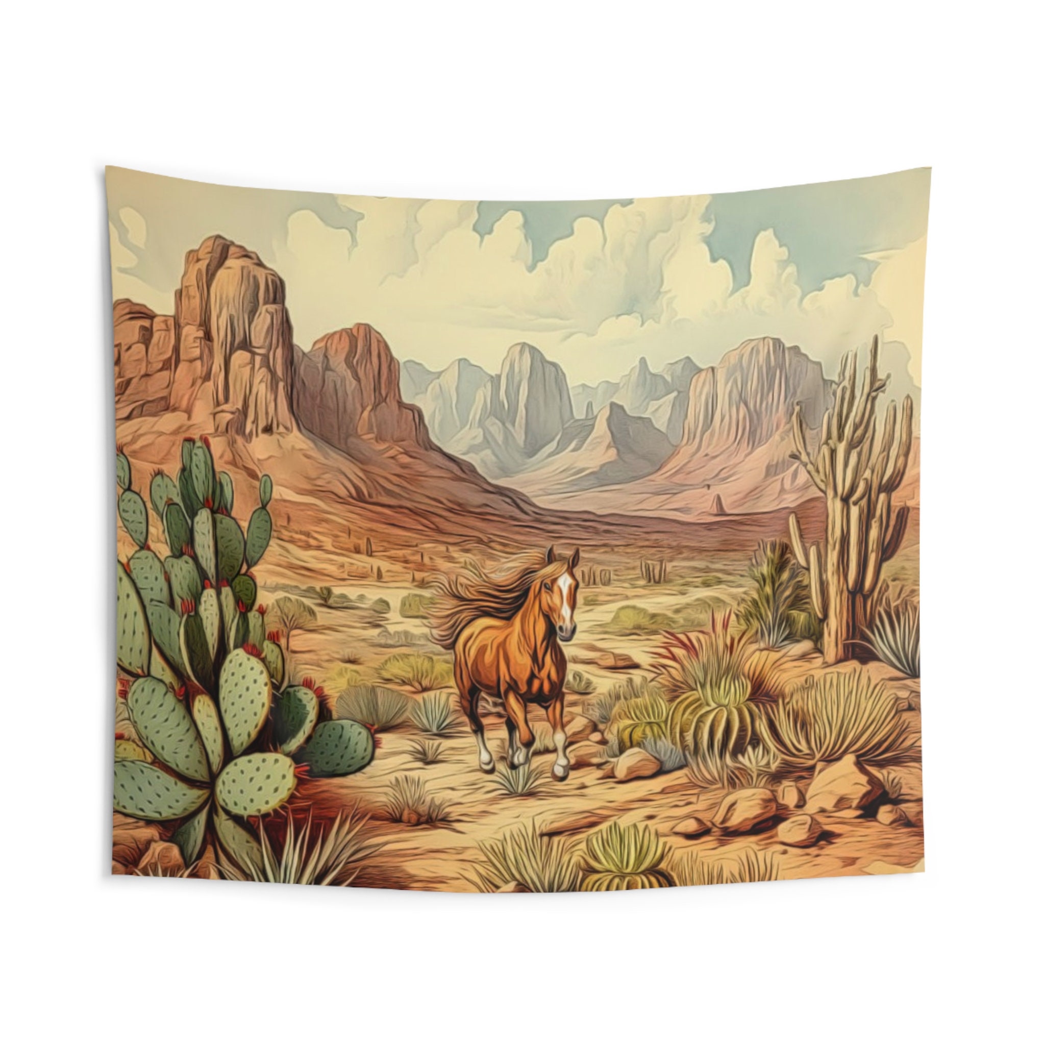 Arizona Desert Wall Tapestry, Desert Landscape Wall Hanging, Southwest ...