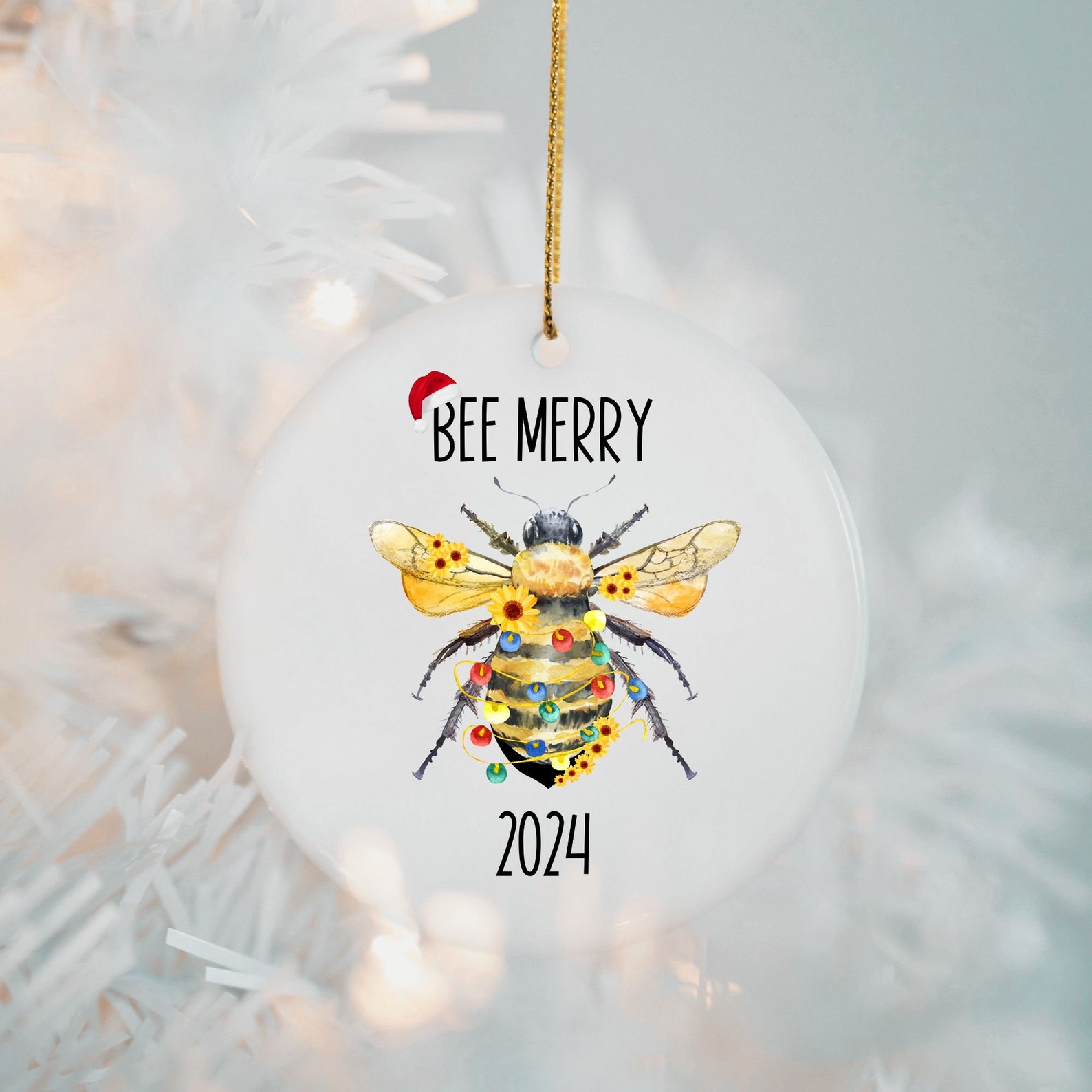 Bee Christmas Ornament, Bee Merry Ornament, Honey Bee Ornament, Bee ...