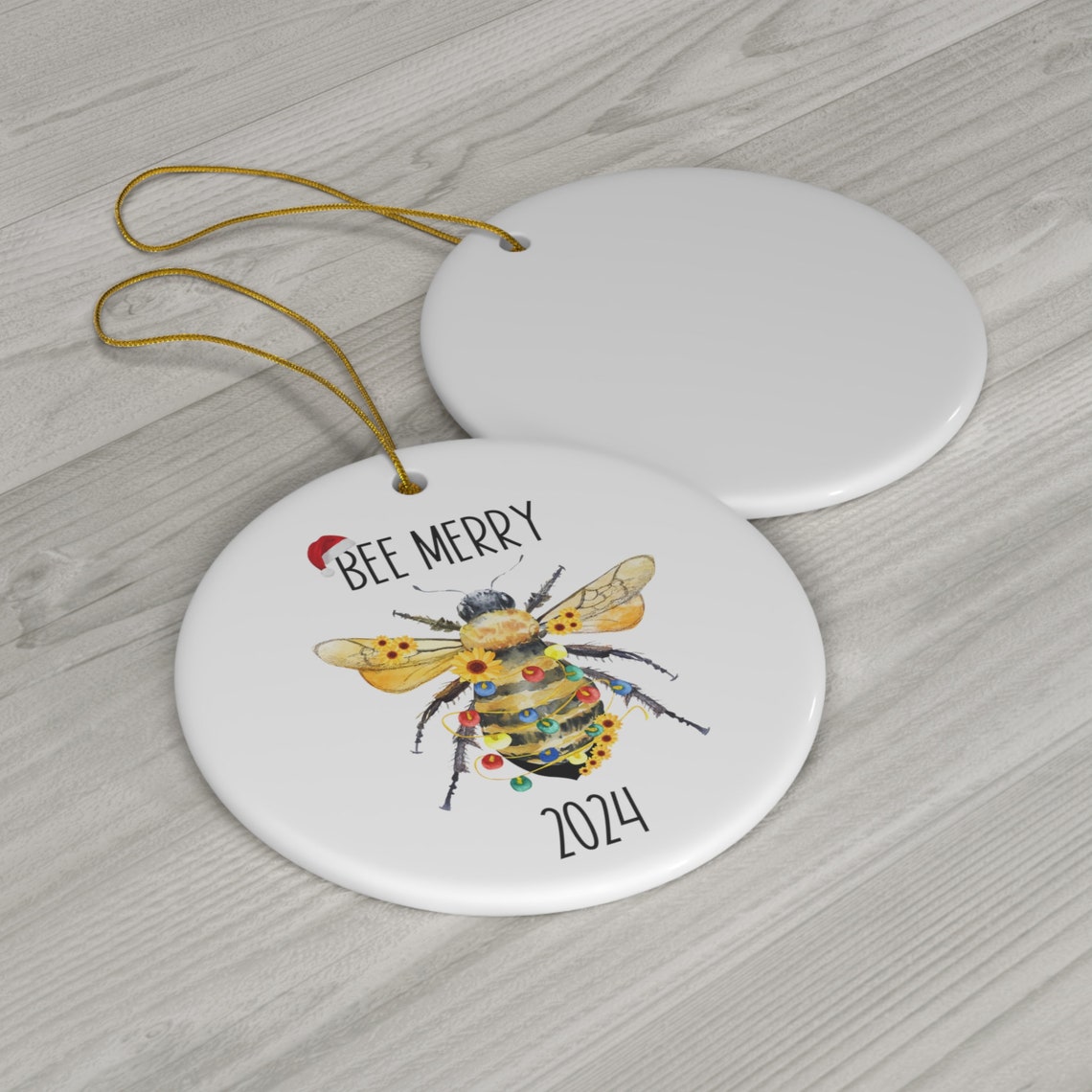 Bee Christmas Ornament, Bee Merry Ornament, Honey Bee Ornament, Bee ...